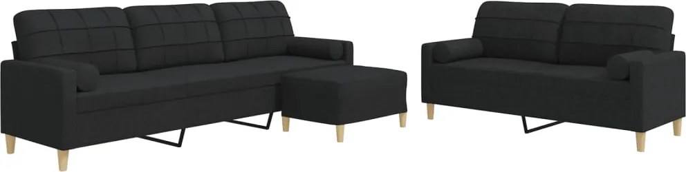 3dílná sedací souprava s podnožkou a polštáři krémová textil 3278347