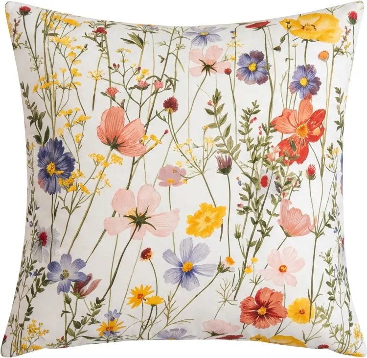 Povlak na polštář z mikrovlákna WILDFLOWERS 45x45 cm, barevný