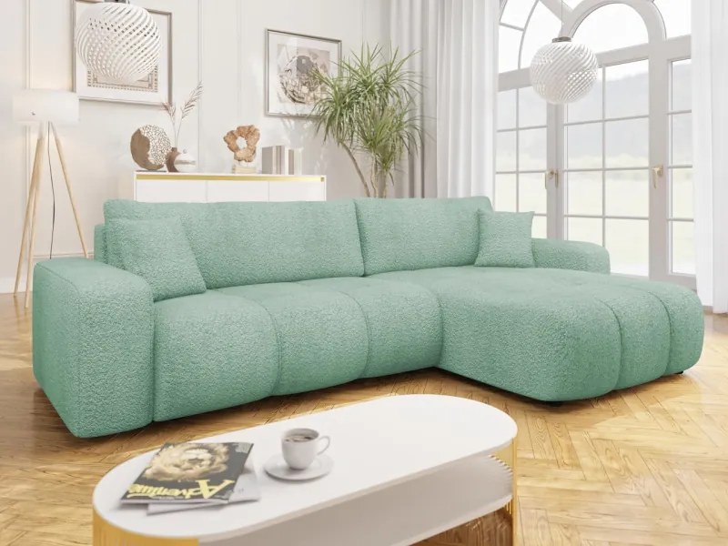 Rohová rozkládací sedačka Larow Maxi Boucle, Potah: Coral 50