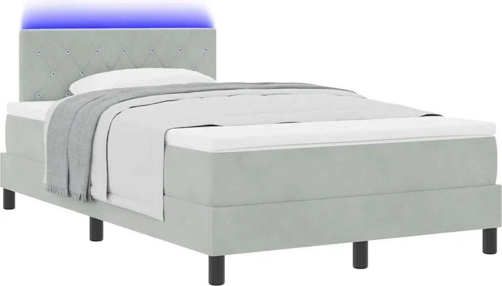 Postel s boxspringem s matrací Světle šedá 120 x 190 cm samet 3339092