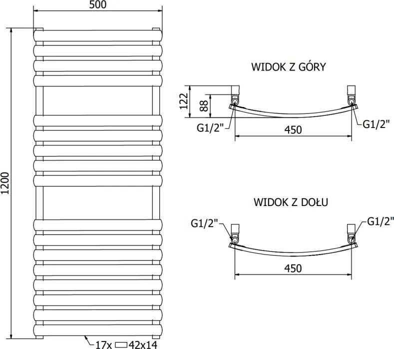 Mexen Bachus topné těleso 1200 x 500 mm, 619 W, bílá, W109-1200-500-00-20