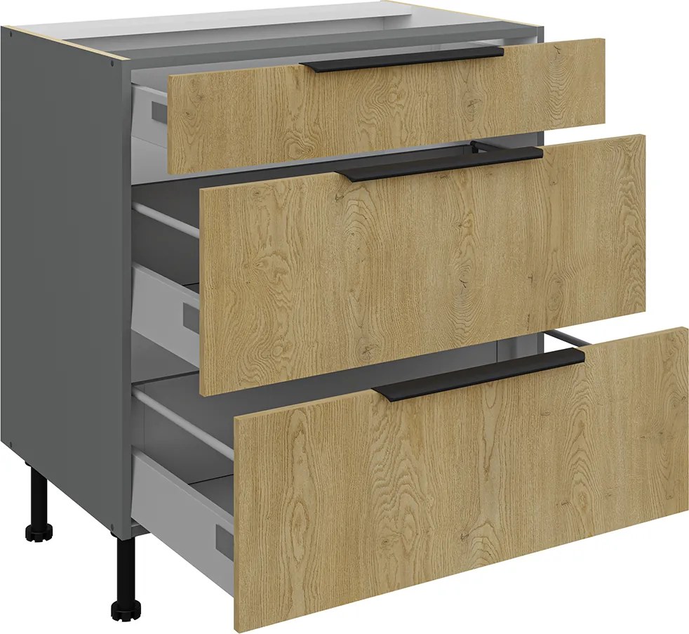 CREMONA ac | dolní skříňka 80 D 3S zásuvková | 80 cm | PREMIUM BOX | antracit/cremona