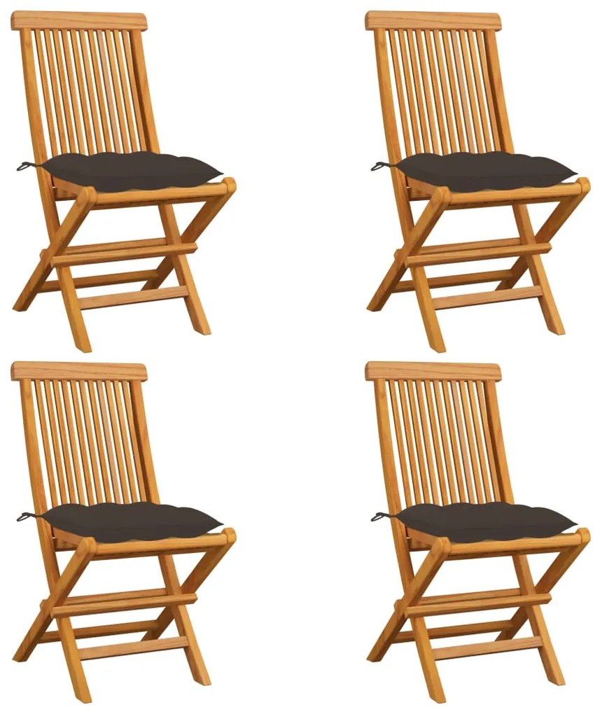 Zahradní židle s antracitovými poduškami 8 ks masivní teak