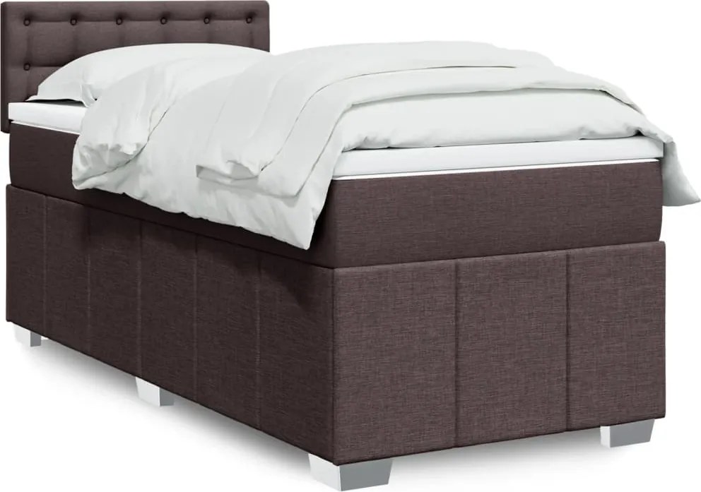 Box spring postel s matrací tmavě hnědá 90x200 cm textil 3286968