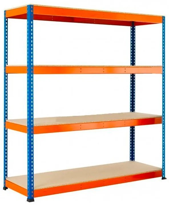 Fistar Regál 1800x1200x600 mm PROFESIONÁLNÍ, lakovaný 4-policový, nosnost 1600 kg - MODRO-ORANŽOVÝ