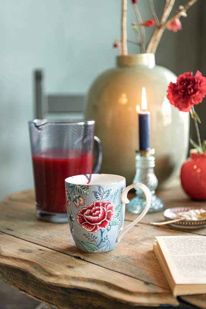Pip Studio Flower Festival sada 2 hrnků 350ml, modrá (Sada 2 hrnků v dárkovém balení )