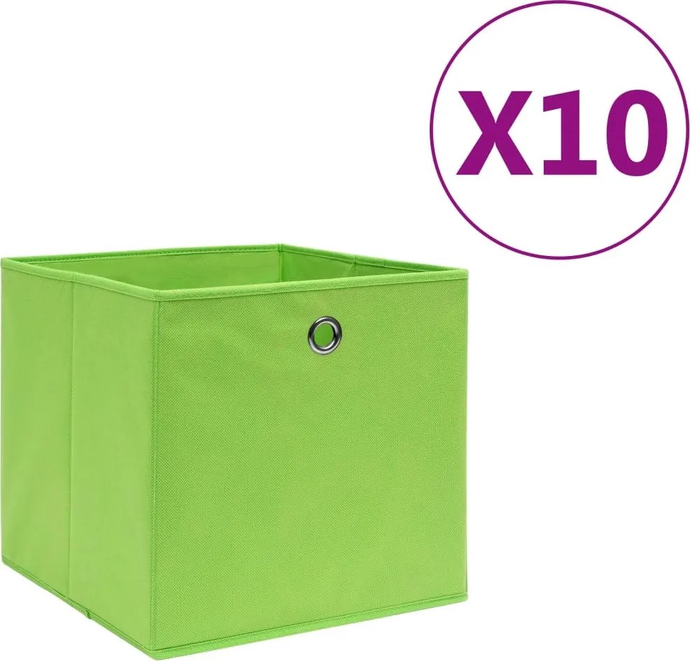 vidaXL Úložné boxy 10 ks netkaná textilie 28 x 28 x 28 cm [325218] Barva: červená s víky