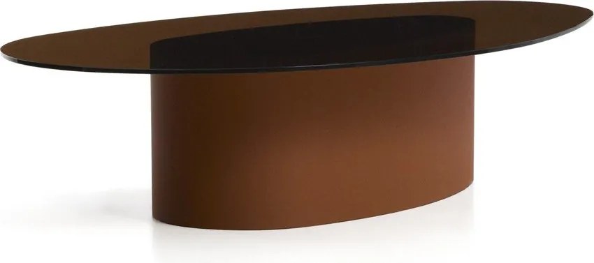 Hnědý konferenční stolek se skleněnou deskou 81x140 cm Olir – Kave Home