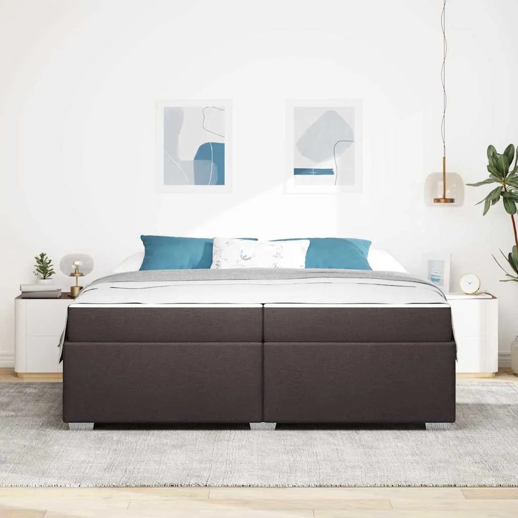 Rám postele s matrací Tmavě hnědá 200 x 200 cm textil 3399211