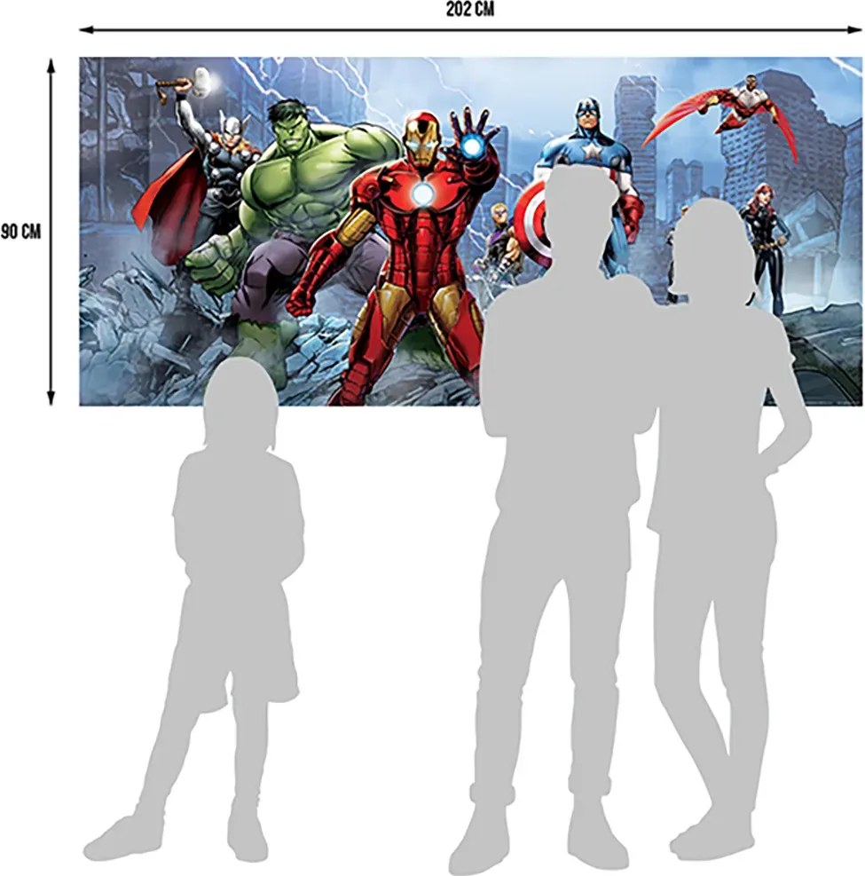 Dětská vliesová fototapeta na zed' Marvel Avengers, Disney | 202 x 90 cm | DFTDNH 5328