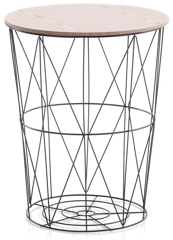 HOMEDE Odkládací stolek Carmina přírodní/černý, velikost 31x31
