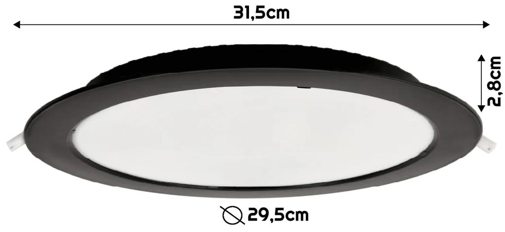 BERGE Kulatý LED panel zapuštěný - černý - 24W - PC - neutrální bílá