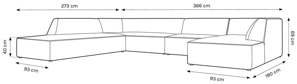 MUZZA Rohová pohovka buro do tvaru U levá manšestr antracit