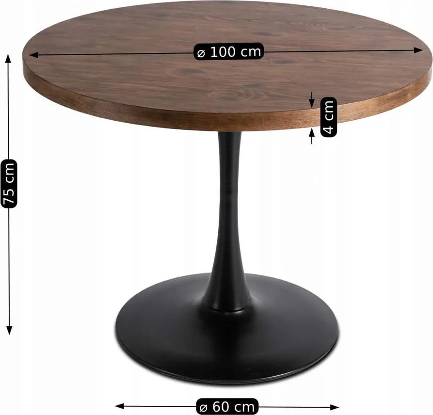 Jídelní stůl Gabos, tmavý dub / černá