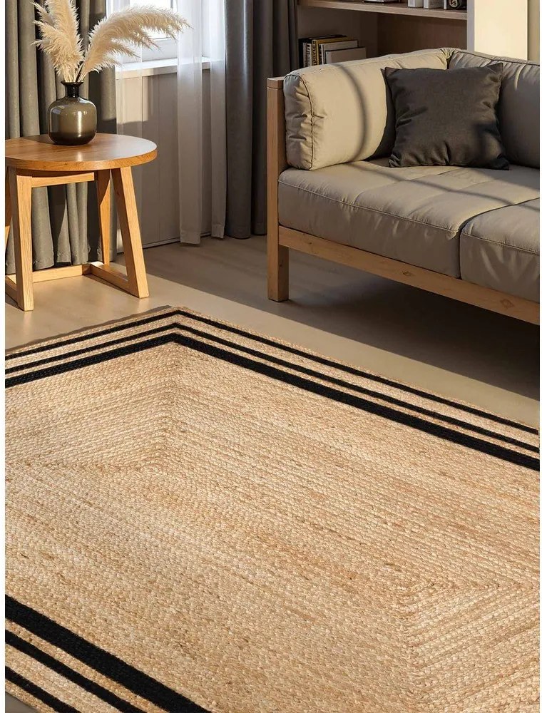 Černý/v přírodní barvě oboustranný/ručně tkaný jutový koberec 80x150 cm Looma – Hanse Home