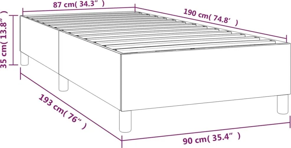 vidaXL Box spring postel 90 x 190 cm umělá kůže [3121018] Barva: Šedá