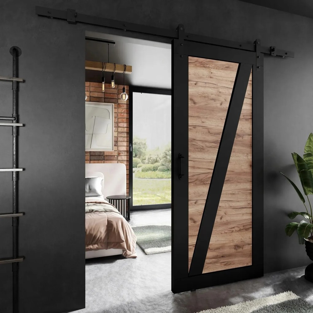 Posuvné dveře LOFT ADIO 3 černý + dub Craft zlatý 100
