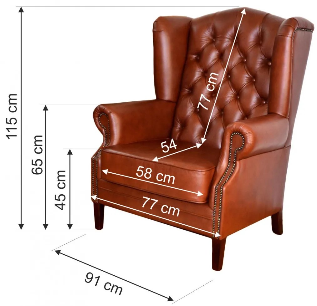 Askont Chesterfield Harold: Kožené křeslo vínové