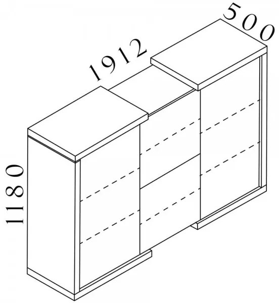 Střední skříň Lineart 191,2 x 50 x 118 cm / Jilm tmavý a bílá