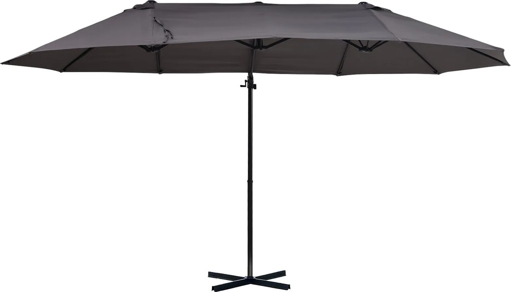 Sluneční deštník Outsunny XXL Dvoupodlažní Oválný 445x270cm S Bočním Stojanem a Kličkou do Zahrady