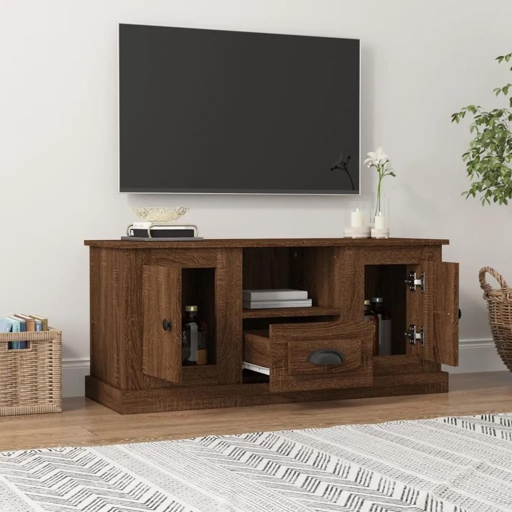 vidaXL TV skříňka 100 x 35,5 x 45 cm kompozitní dřevo [816463] Barva: hnědý dub
