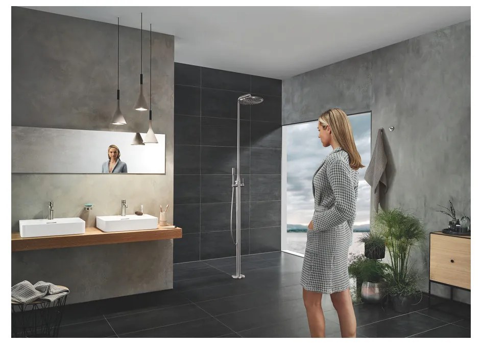 Grohe Essence - Páková umyvadlová baterie s odtokovou garniturou, S-Size, supersteel 23589DC1