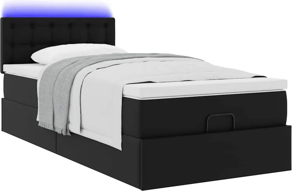 Osmanský rám postele s matrací černá 100x200cm umělá kůže 3312137