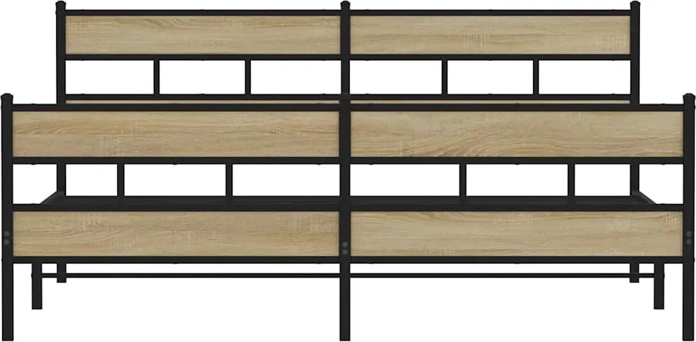 Kovový rám postele bez matrace dub sonoma 180 x 200 cm 3308472