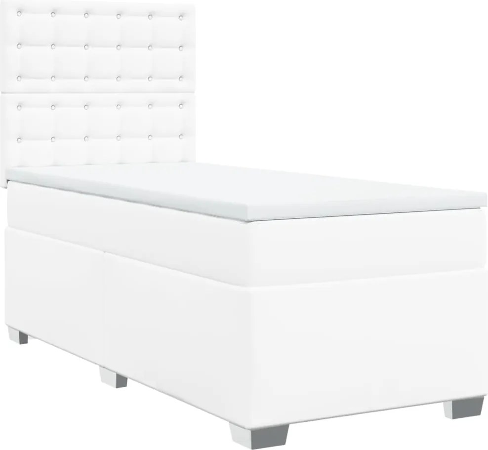 Box spring postel s matrací bílá 100x200 cm umělá kůže 3290709