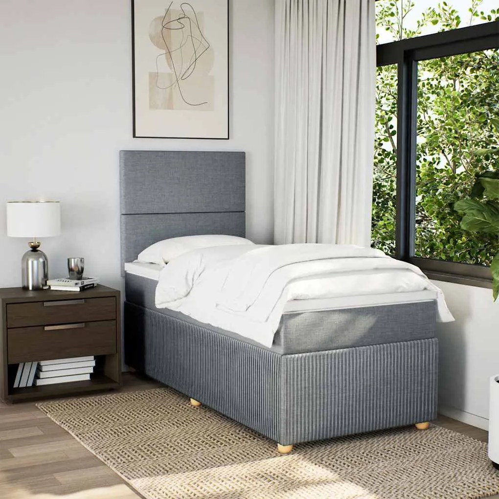 Box spring postel s matrací světle šedá 80 x 200 cm textil 3291876