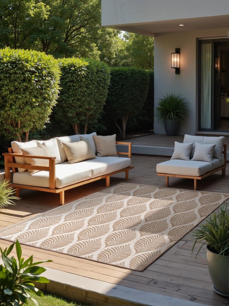 NORTHRUGS, Kusový koberec Duet Liora 106247 Beige/White - na ven i na doma, 200x290, béžová, chodba / předsíň