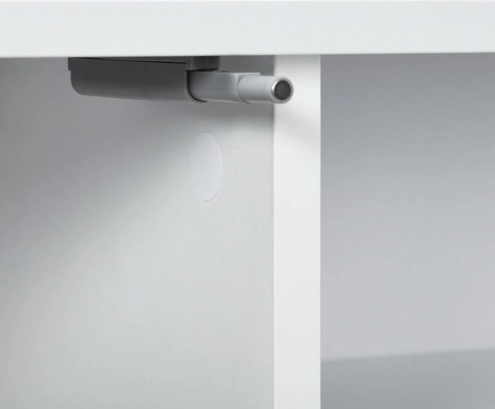 HOMCOM Nástěnný televizní stolek v moderním stylu - 2 skříňky, 2 centrální nika a 2 otvory pro správu kabelů 140 x 30 cm bílá