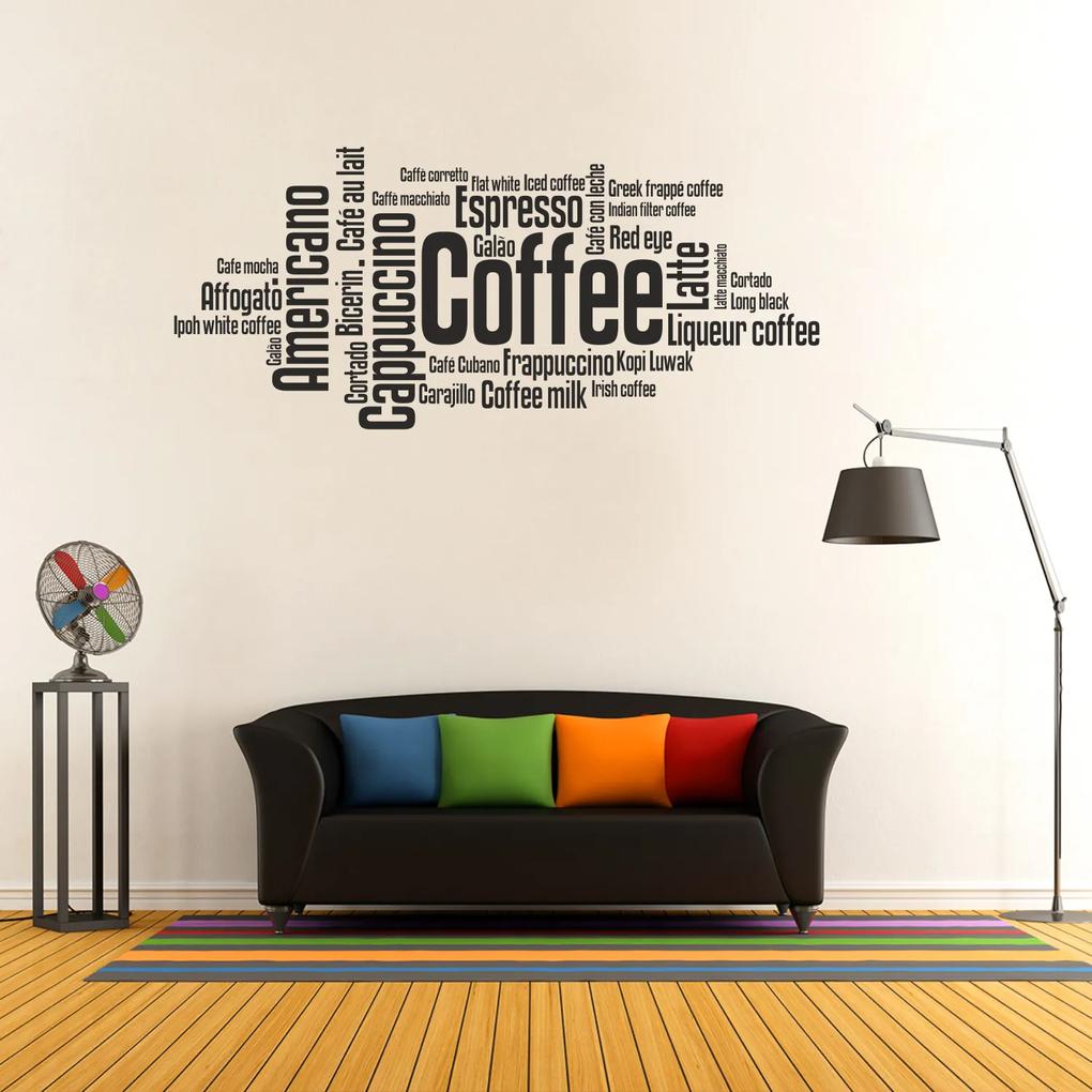 Samolepka na zeď - Coffee nápis (60x23 cm) - PopyDesign