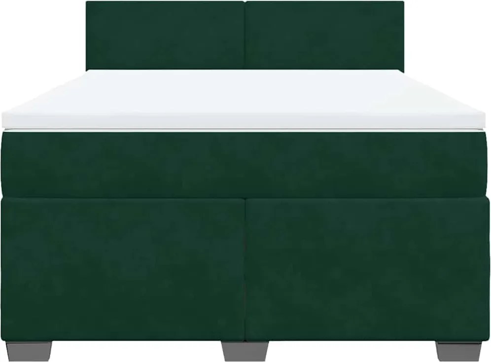 Box spring postel s matrací tmavě zelená 140x190 cm samet 3288603