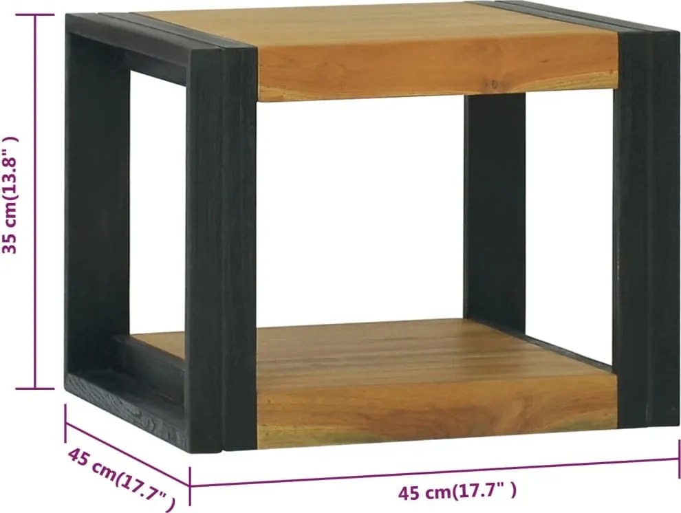 vidaXL Nástěnná koupelnová skříňka 45 x 45 x 35 cm masivní teak [338229] Barva: Hnědo-černá