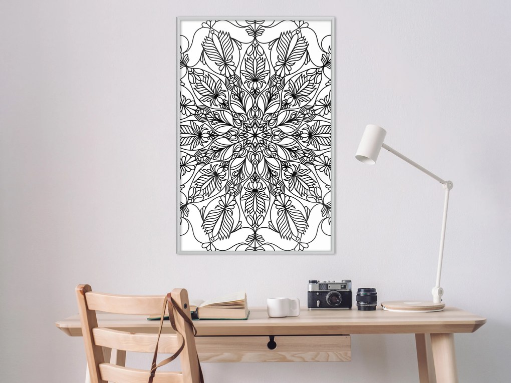 Artgeist Plakát černobílá mandala Velikosti (šířkaxvýška): 40x60, Finální vzhled: Bílý rám