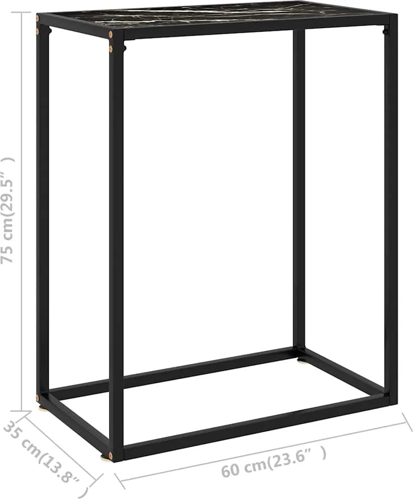 Konzolový stolek černý 60 x 35 x 75 cm tvrzené sklo 322806