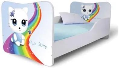 Dětská postel - Kotě s duhou - butterfly - 160 x 80 cm