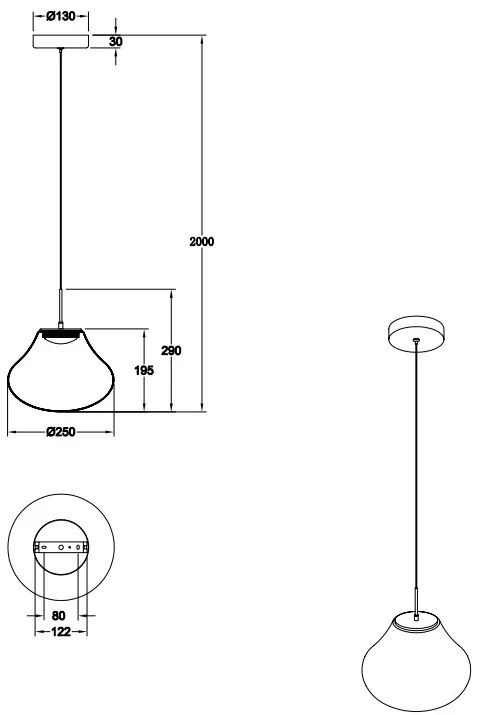 Fabas luce Fabas Deva, závěsné svítidlo z jantarového skla, 1x14W LED  2700/3000/4000K krokové stmívání, prům. 25cm