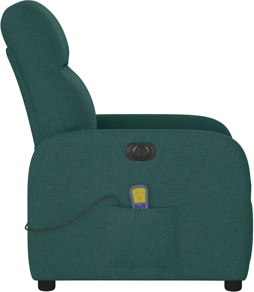 Elektrické masážní polohovací křeslo tmavě zelené textil 3302968