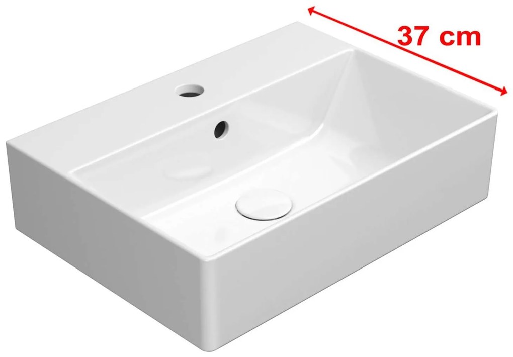Sapho GSI Kube X - Umyvadlo 50x37 cm, s přepadem, otvor pro baterii, ExtraGlaze, bílá 9447111