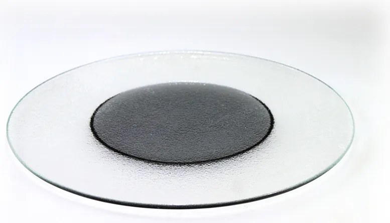Kulatý servírovací tác čirý se šedým středem Průměr: 27cm