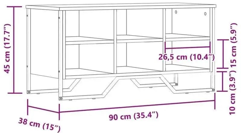 Botník, lavice, dřevo, kov, dub sonoma, černá, NoBi IRIA