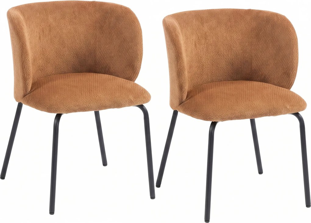 HOMCOM 2 ks Sada čalouněných jídelních židlí s čenilovým potahem, obepínající opěradlo, nosnost 120 kg, 57 x 58 x 77 cm, oranžová