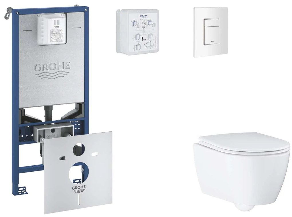 Grohe Rapid SLX - Set předstěnové instalace, klozetu, sedátka SoftClose a tlačítka Skate Cosmopolitan, alpská bílá SANI11BB3113
