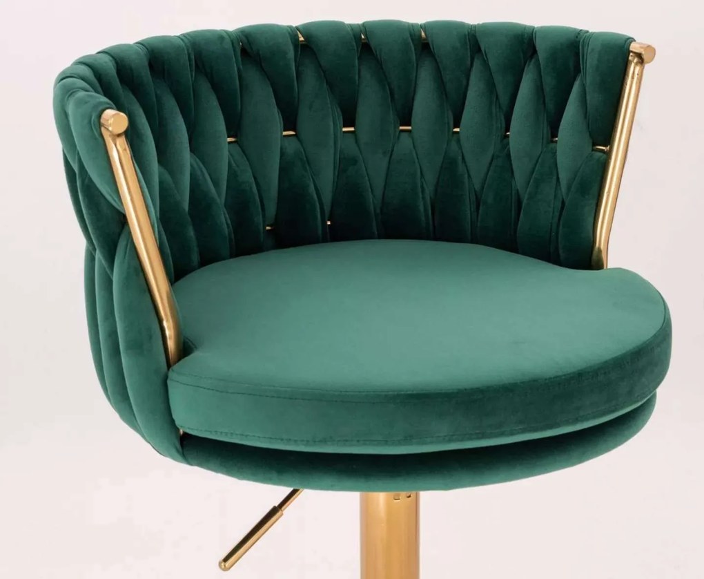 LuxuryForm DESIGN Otočná židle LYON VELUR na zlaté podstavě s kolečky - zelená