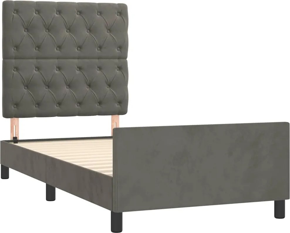Rám postele bez matrace tmavě šedá 80 x 200 cm samet 3125905
