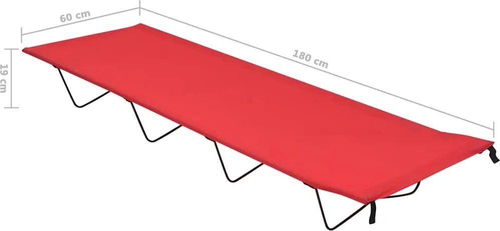Kempingová postel 180 x 60 x 19 cm oxfordská látka ocel červená 312480