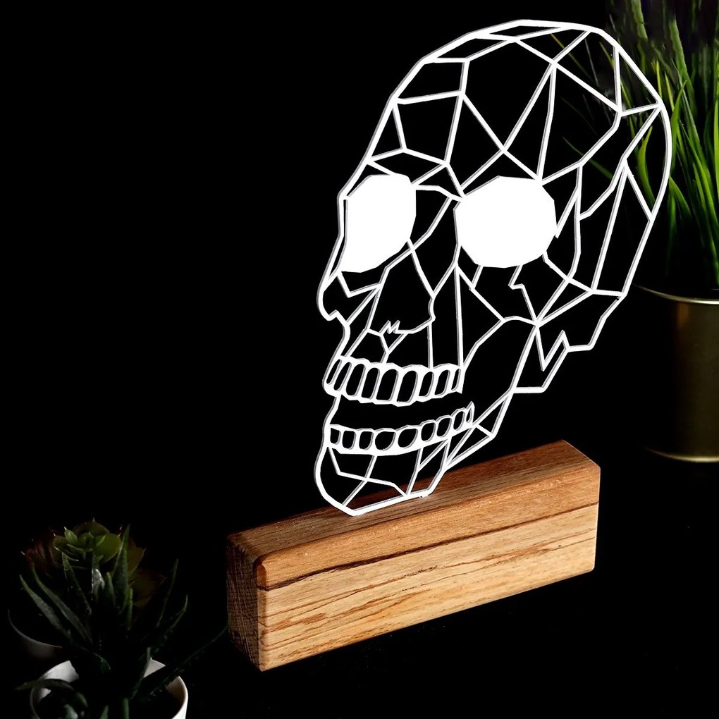 Kovová dekorace Skull 29 cm bílá