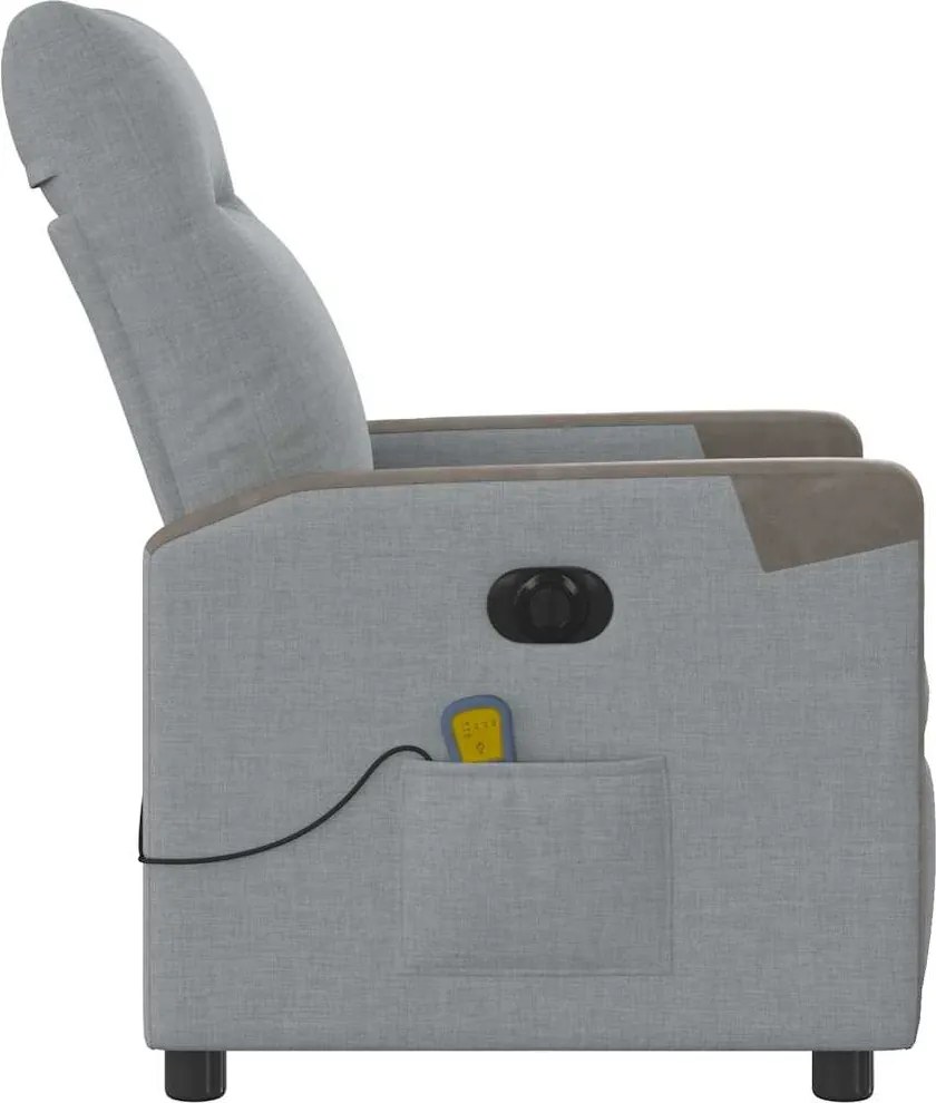 Elektrické masážní polohovací křeslo světle šedé textil 3324085